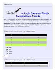 Quiz On Logic Gates And Simple Combinational Circuits Pdf Created On Logic Gates And