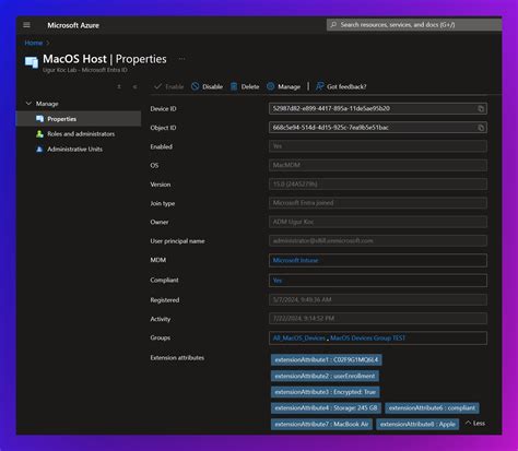 from intune to entraid add custom data to the extension attributes