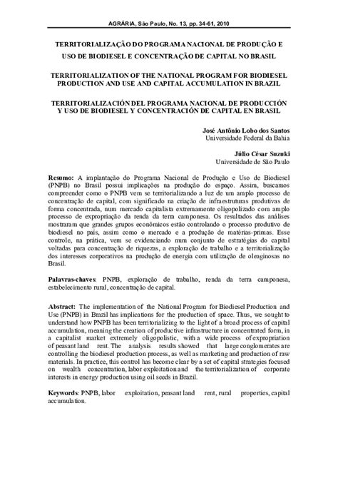 Pdf TerritorializaÇÃo Do Programa Nacional De ProduÇÃo E Uso De