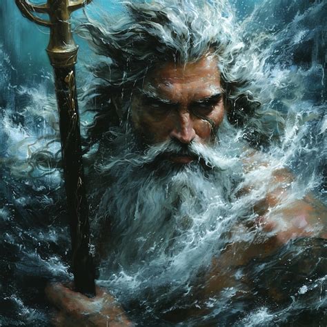 Poseidon God Of The Sea And Earthquakes Full Of Majestic And Powerful