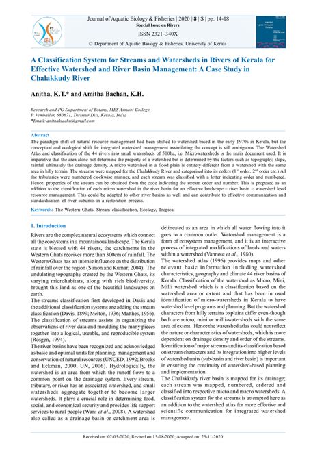 PDF A Classification System For Streams And Watersheds In Rivers Of
