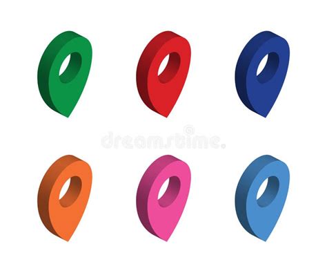 D Isometric Map Pin Various Color Location Symbol For Icon Navigation And GPS Stock