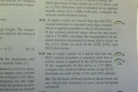 Solved A Single Crystal Of A Metal That Has The FCC Chegg