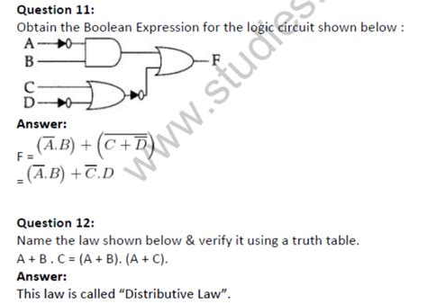 Ncert Solutions Class 12 Computer Science Boolean Algebra