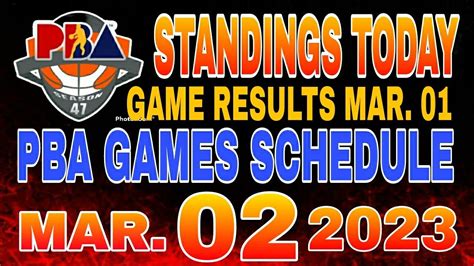 PBA Standings Today As Of March 01 2023 PBA Game Results PBA
