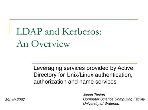 Ppt Ldap And Kerberos An Overview Powerpoint Presentation Free
