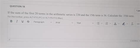 Solved If The Sum Up Of First 20 Terms In Arithmetic Series
