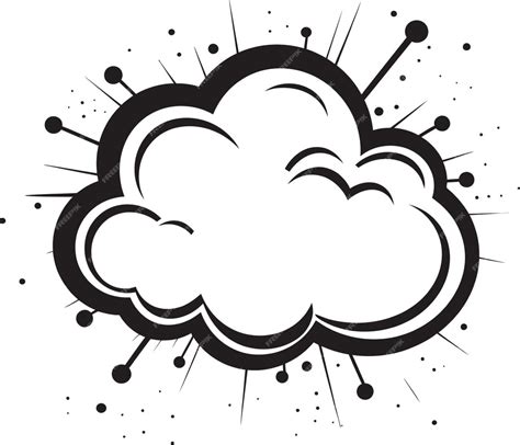 Cloud Burst Retro Black Speech Bubble Emblem Ink Splash Bubble Iconic Popart Comic Vector Des