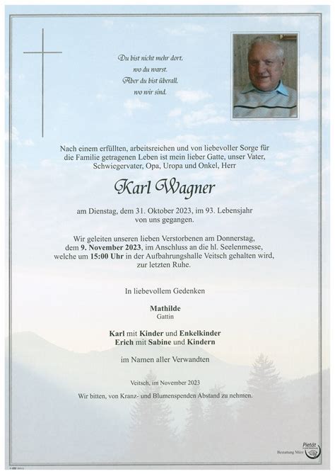 Karl Wagner • Bestattung Mürzzuschlag