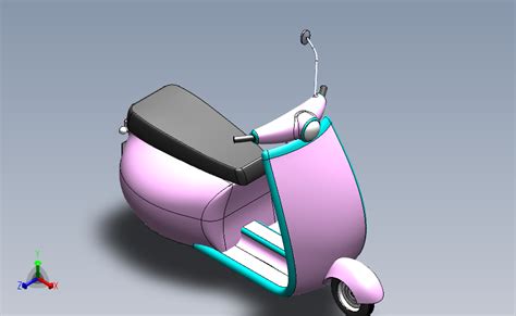 小踏板摩托车 Solidworks 2012 模型图纸下载 懒石网