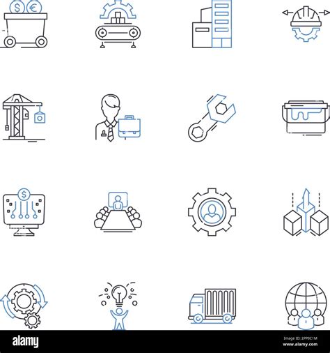 Professional Establishment Line Icons Collection Experience Expertise