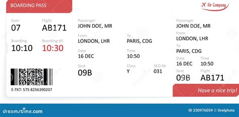 Red Vector Airline Passenger And Baggage Boarding Pass Ticket