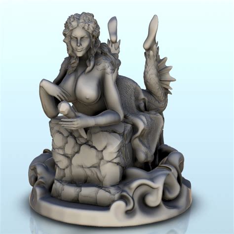 D Printable Mermaid On Stone Structure With Scale Legs Nsfw Version Miniatures Erotica