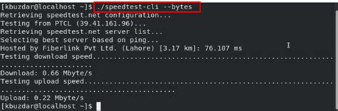 test your internet speed through command line in centos 8 linuxways