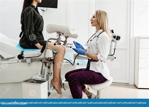 Gynecologist Does Colposcopy Procedure To Closely Examine Cervix Vagina And Vulva Of Girl In
