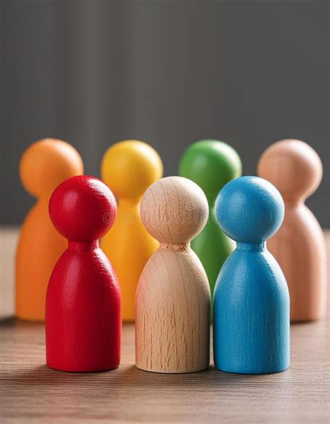 Colorful Wooden Abstract People Figures Close Up Community Beauty Of