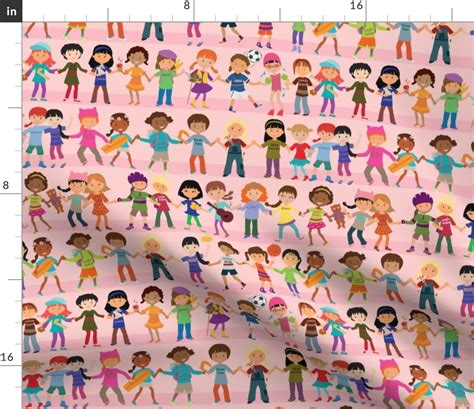 Sisters Around The World Pink Spoonflower