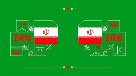 2022년 축구 컵 대회에 대한 이란 국기 격리 2022년 축구 또는 축구 벡터 일러스트 레이 션에 대한 기하학적 요소와 국가 대표팀 플래그 프리미엄 벡터