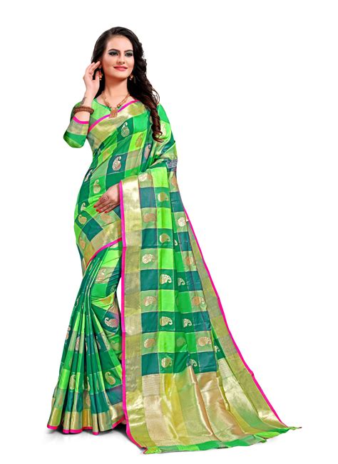 Shop Multi Colour Weaving Jacquard Silk Classic Saree Online 161532