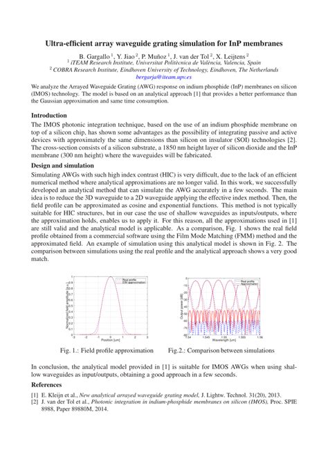 Pdf Ultra Efficient Array Waveguide Grating Simulation For Inp Membranes