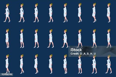 비즈니스 여자 여자 워크 사이클 애니메이션 스프라이트 개체 그룹에 대한 스톡 벡터 아트 및 기타 이미지 개체 그룹 걷기
