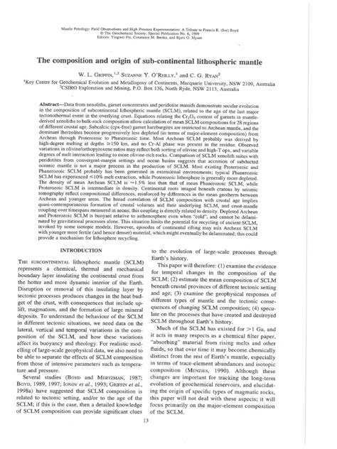 The Composition And Origin Of Sub Continental Lithospheric Mantle Sp