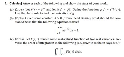 Solved [calculus] Answer Each Of The Following And Show The