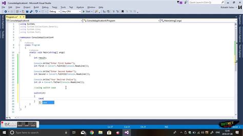 Arithmetic Operations In C Console Application Youtube
