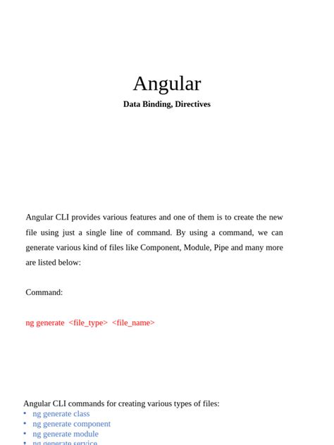 Angular Data Binding And Directives Guide Pdf Command Line Interface