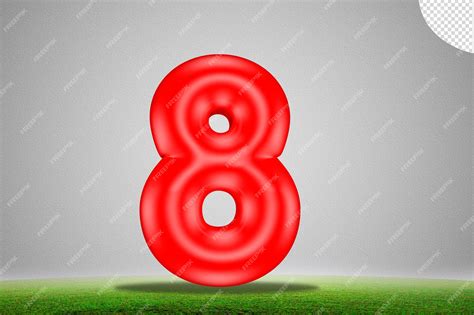 Premium Psd A Red Number 8 With A Grass Field In The Background