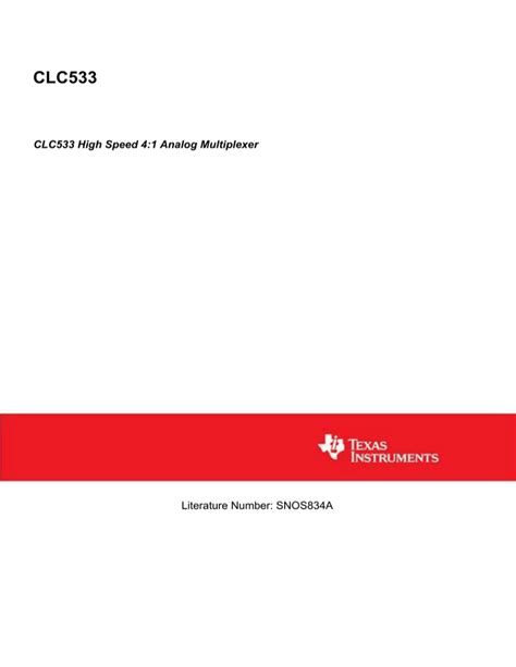 CLC533 High Speed 4 1 Analog Multiplexer
