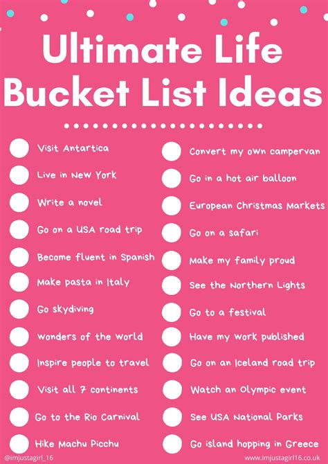 Life Bucket List Ideas