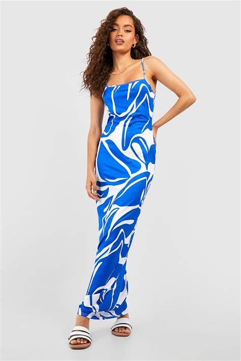 Abstract Print Strappy Maxi Dress Boohoo Uk