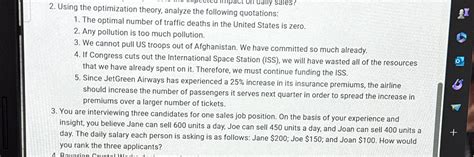 Solved Using The Optimization Theory Analyze The Following