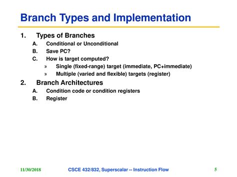 Csce High Performance Processor Architectures Instruction Flow