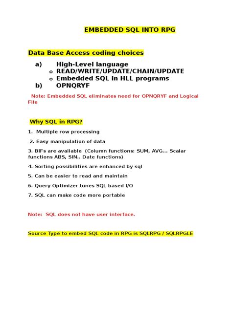 Embedded Sql Into Rpg Pdf Ibm Rpg Sql