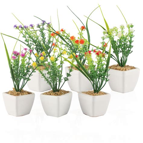 Pack de plantes artificielles avec pots en céramique blanc