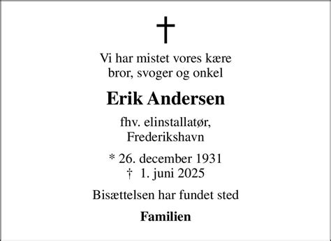 Erik Andersen Dødsannoncer I Danmark