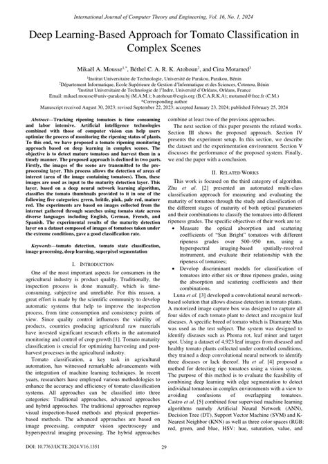 PDF Deep Learning Based Approach For Tomato Classification In Complex