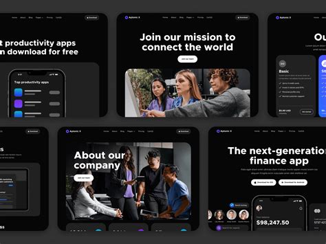 Dark Mode Mobile App Webflow Template Aptonic X Brix Templates