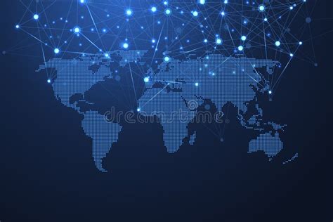 Global Network Connections With Points And Lines Wireframe Background Abstract Connection