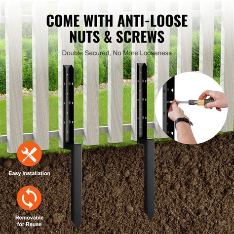 Vevor Fence Post Anchor Repair Kit 2 Pack Inner 2” X2” Support Stakes