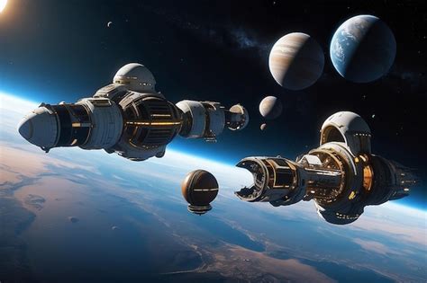 Exoplanet Exploration Fleet Premium Ai Generated Image