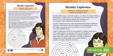 Ficha Informativa Nicolás Copérnicö Teacher Made