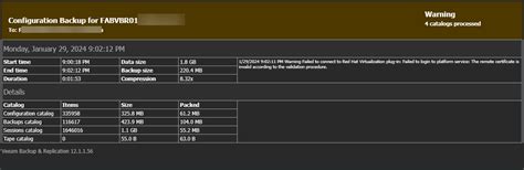Vbr Backup Configuration Warning Failed To Connect To Red Hat