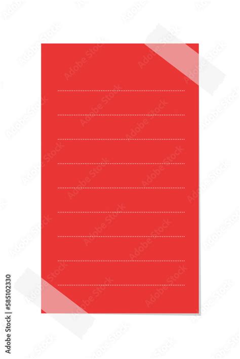 Vertical Rectangle Red Sticky Post Note Template Taped Office Memo