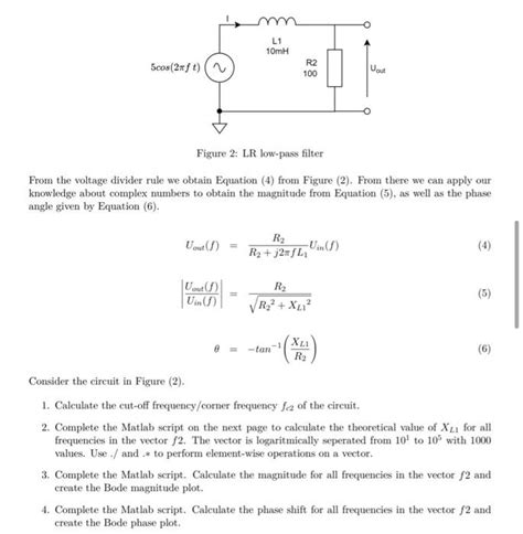 Solved Figure 2 Lr Low Pass Filter From The Voltage Divider
