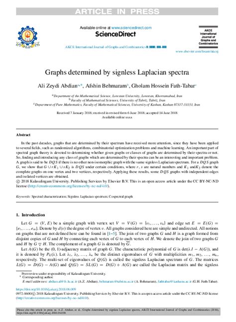 Pdf Graphs Determined By Signless Laplacian Spectra Ali Zeydi Abdian
