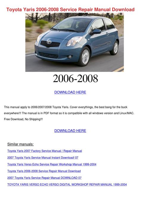 Toyota Yaris 2006 2008 Service Repair Manual By Delphine Doehring Issuu