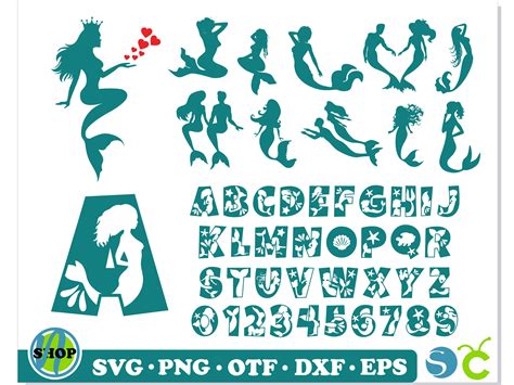 Mermaid Svg Bundle Mermaid Font Svg Cricut Mermaid Silhou Inspire